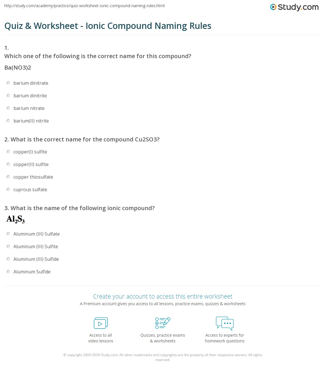 Ionic Compound Worksheet