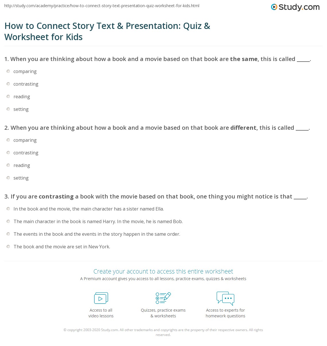 How to Connect Story Text & Presentation: Quiz & Worksheet for Kids ...