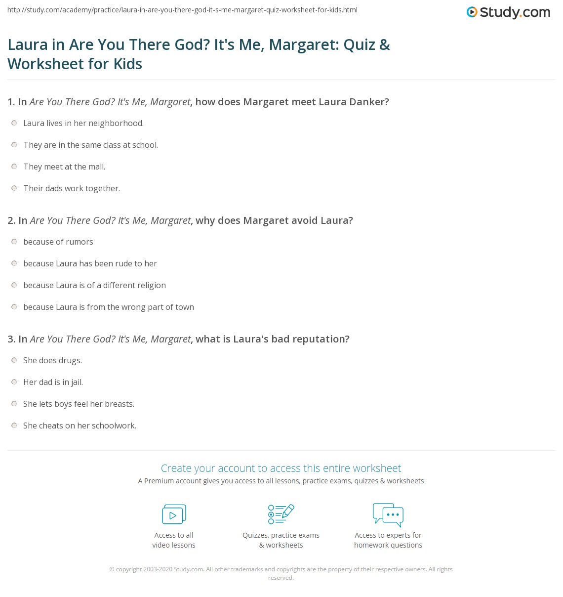 Laura in Are You There God? It's Me, Margaret: Quiz & Worksheet for ...