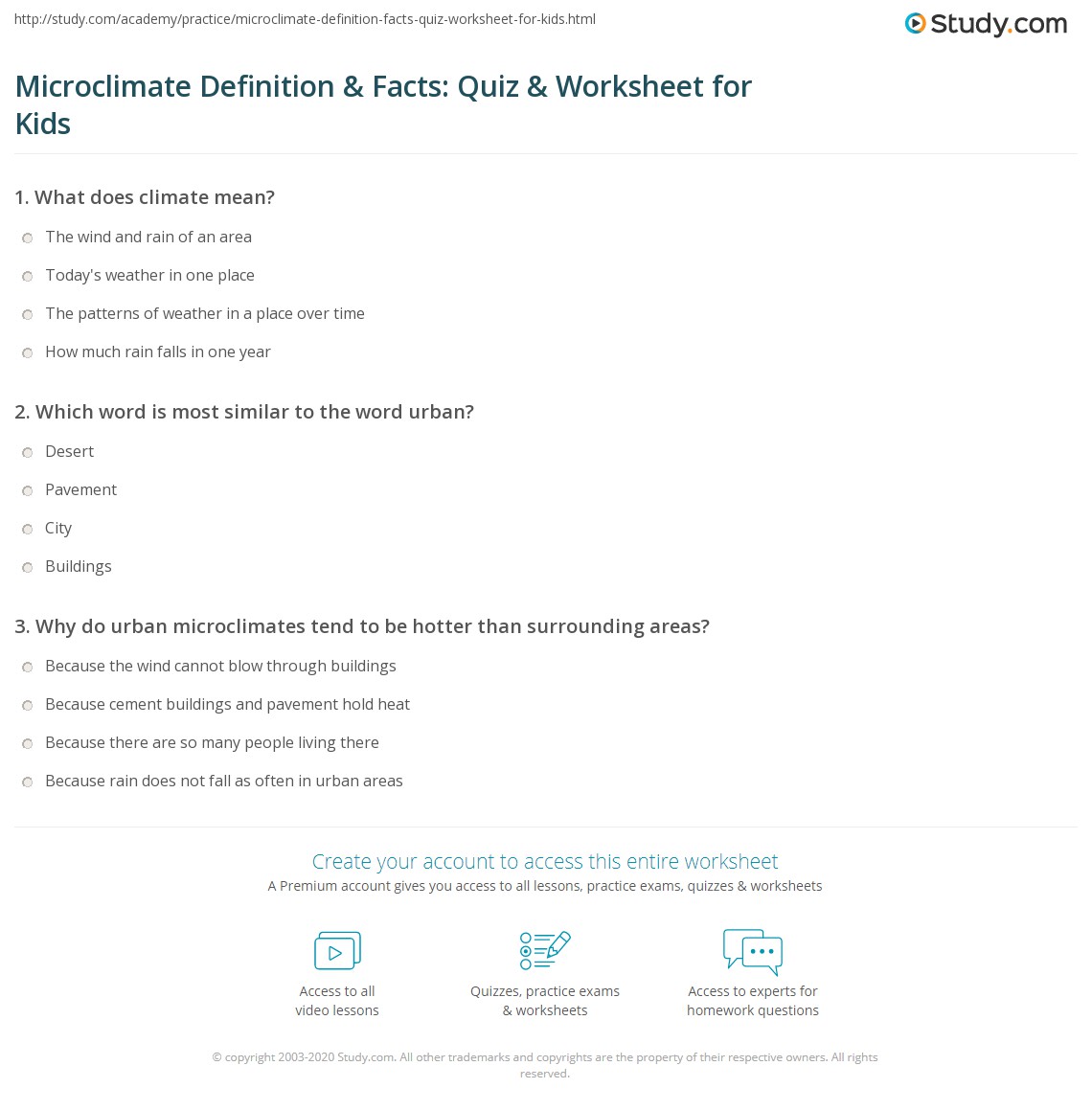Microclimate Definition & Facts: Quiz & Worksheet for Kids | Study.com