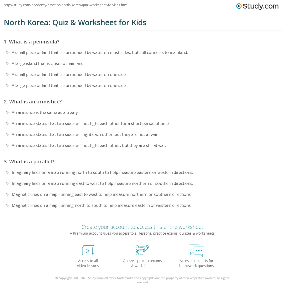 North Korea: Quiz & Worksheet for Kids | Study.com