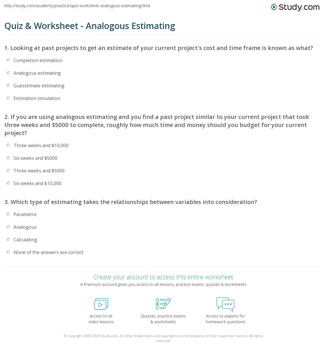 Analogous Estimating