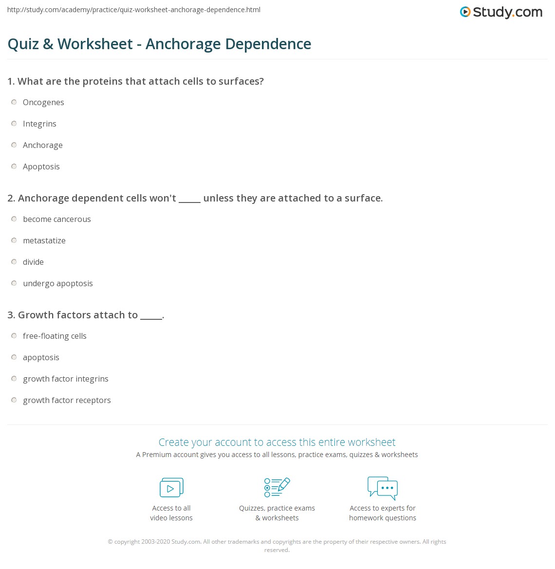 Quiz & Worksheet - Anchorage Dependence | Study.com