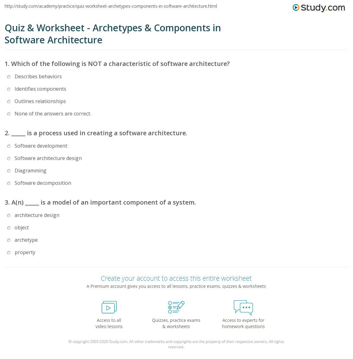 Quiz & Worksheet - Archetypes & Components in Software Architecture ...