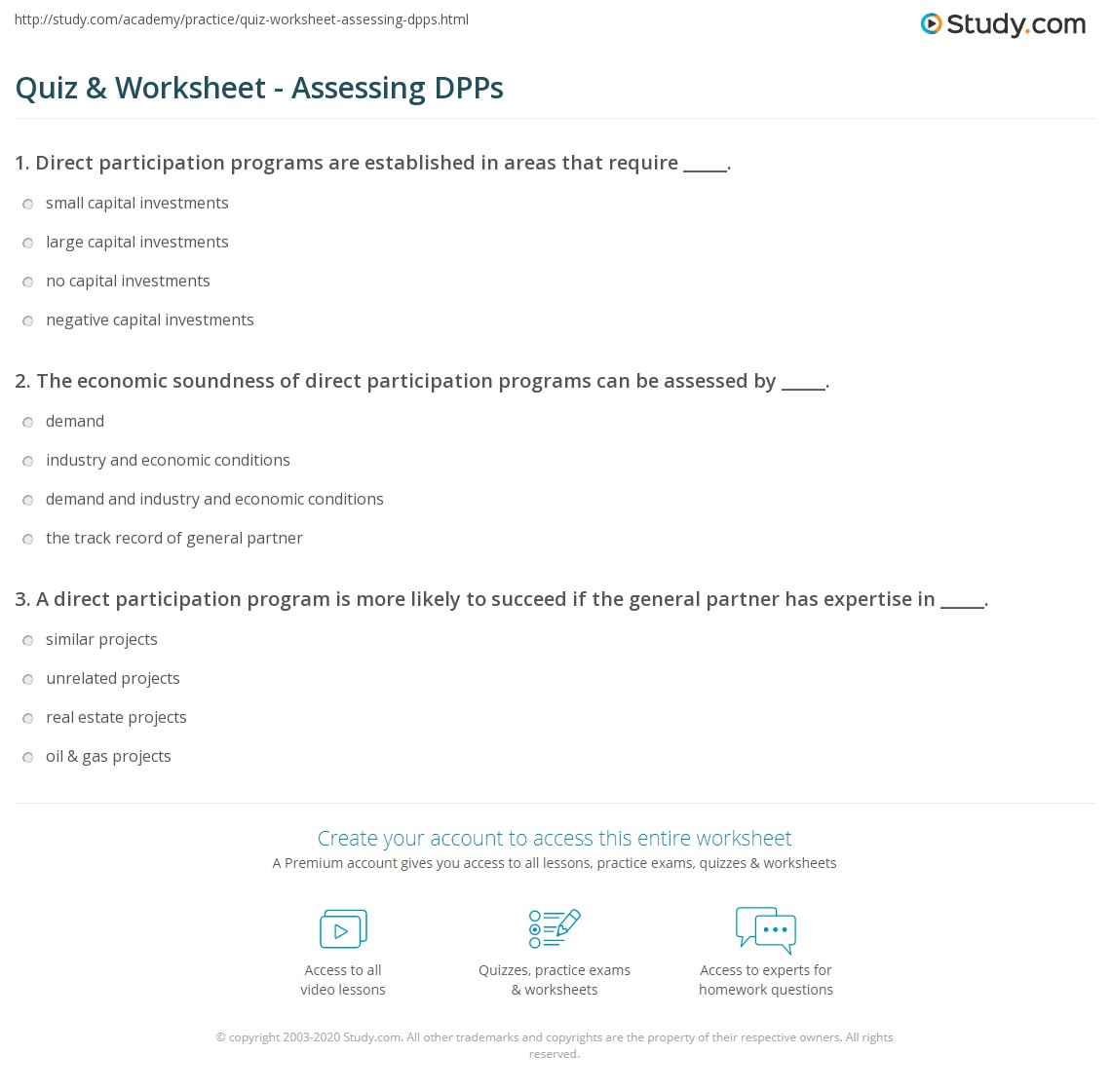Quiz & Worksheet - Assessing DPPs | Study.com