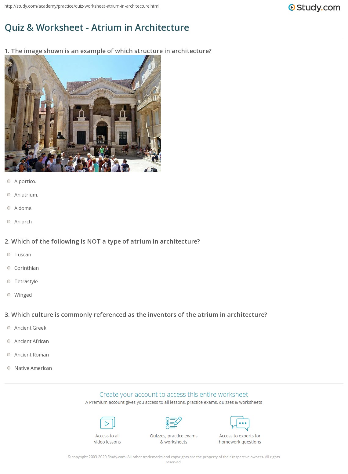 Quiz & Worksheet - Atrium in Architecture | Study.com