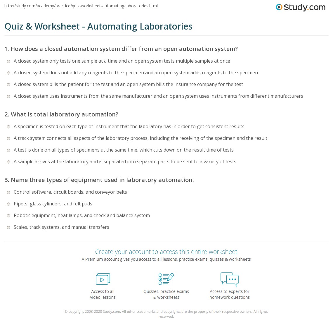 Quiz & Worksheet - Automating Laboratories | Study.com