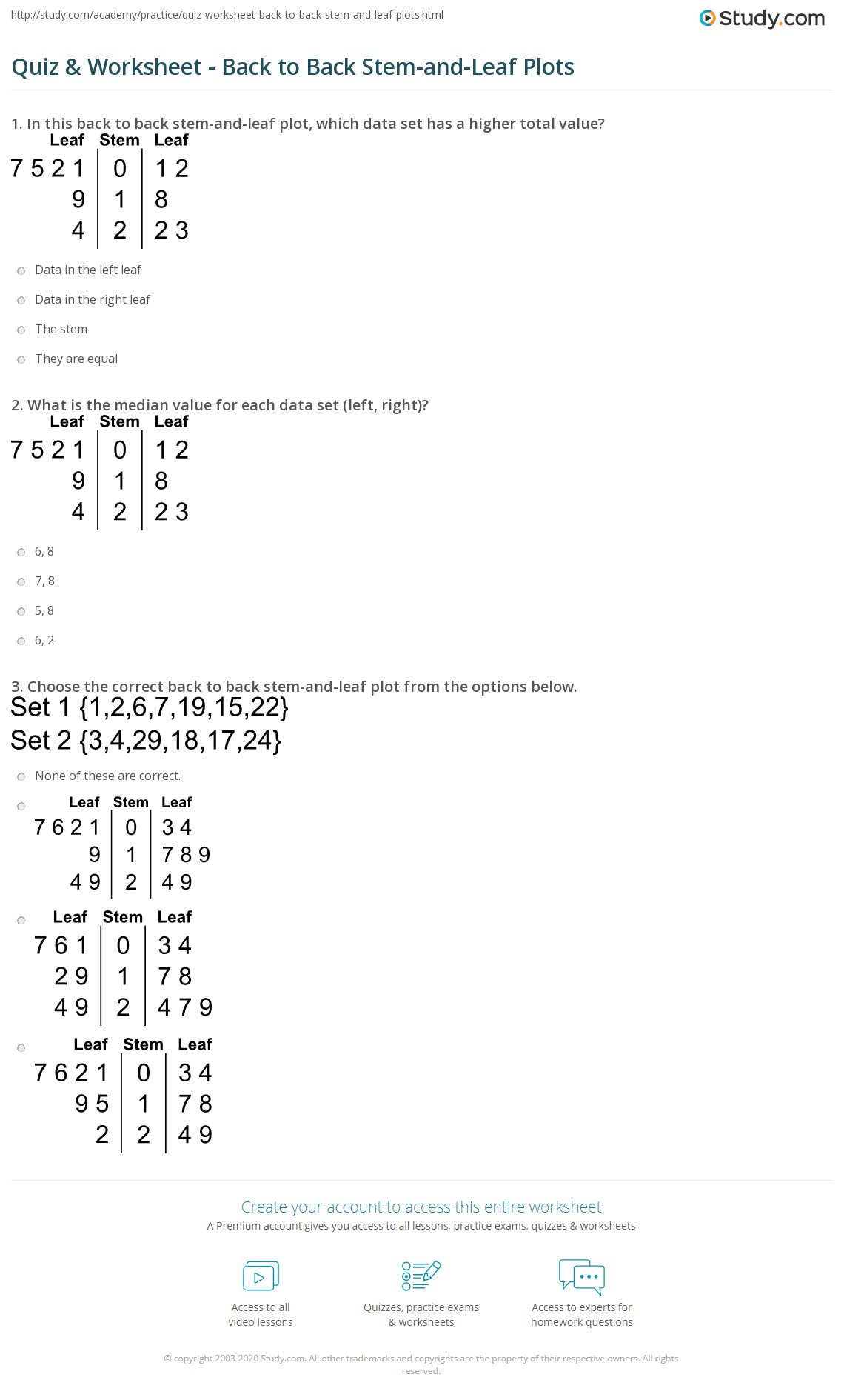 Stem And Leaf Plot Worksheet