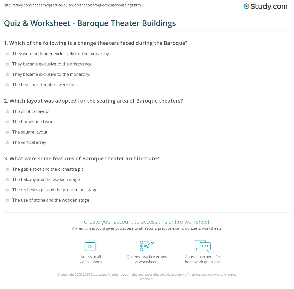 Quiz & Worksheet - Baroque Theater Buildings | Study.com