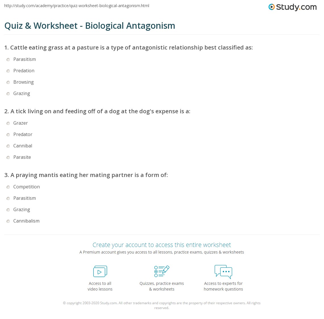 Quiz & Worksheet - Biological Antagonism | Study.com