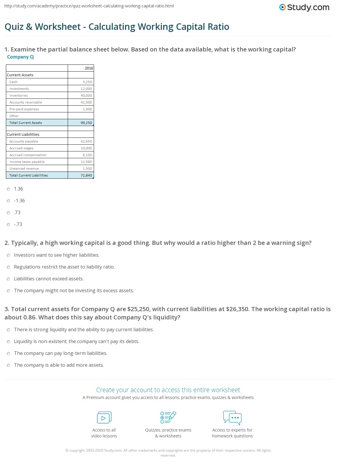 Working Capital Ratio Formula Working Capital Ratio Formula