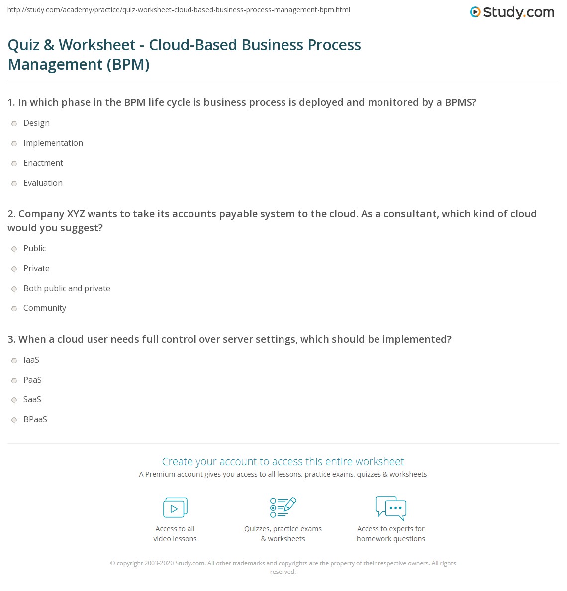 Quiz & Worksheet - Cloud-Based Business Process Management (BPM ...