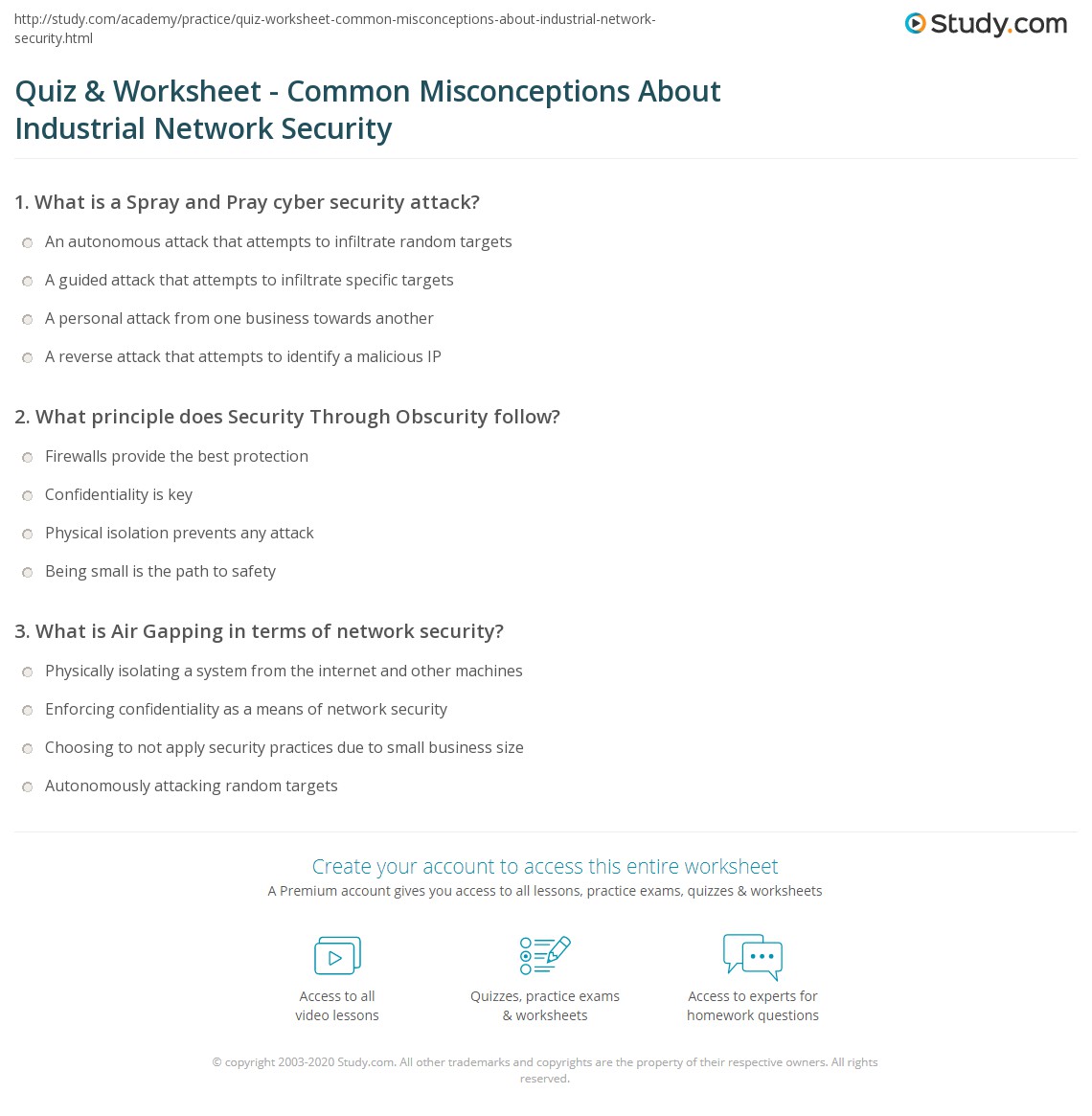 Quiz & Worksheet - Common Misconceptions About Industrial Network ...