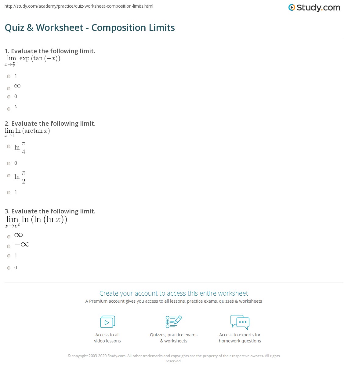 Quiz & Worksheet - Composition Limits | Study.com