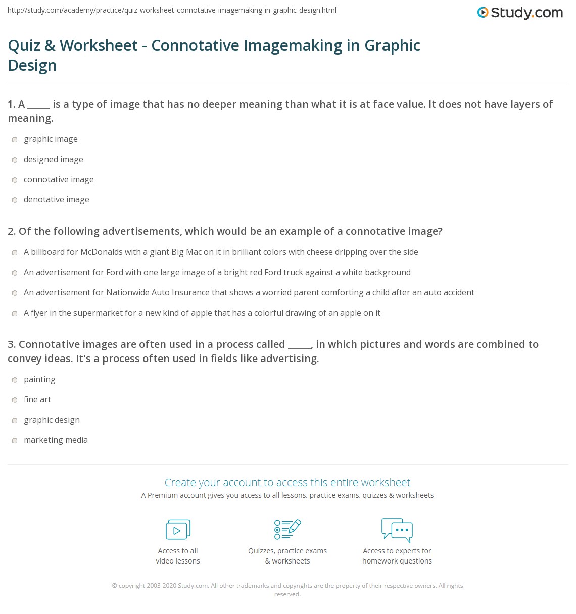 Quiz & Worksheet - Connotative Imagemaking in Graphic Design | Study.com