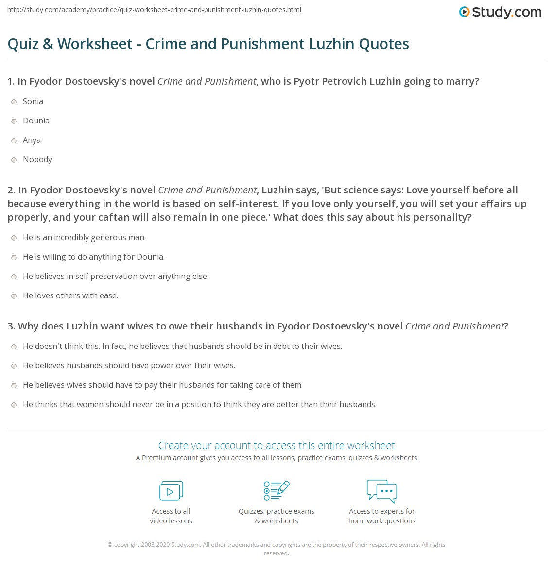 Quiz & Worksheet - Crime and Punishment Luzhin Quotes | Study.com