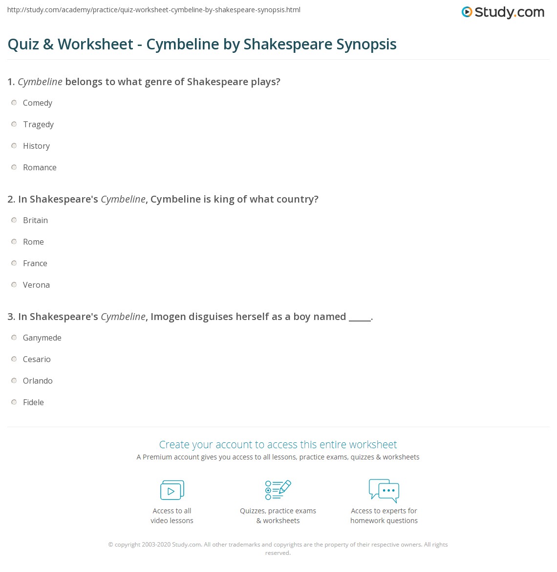 Cymbeline Shakespeare Quotes