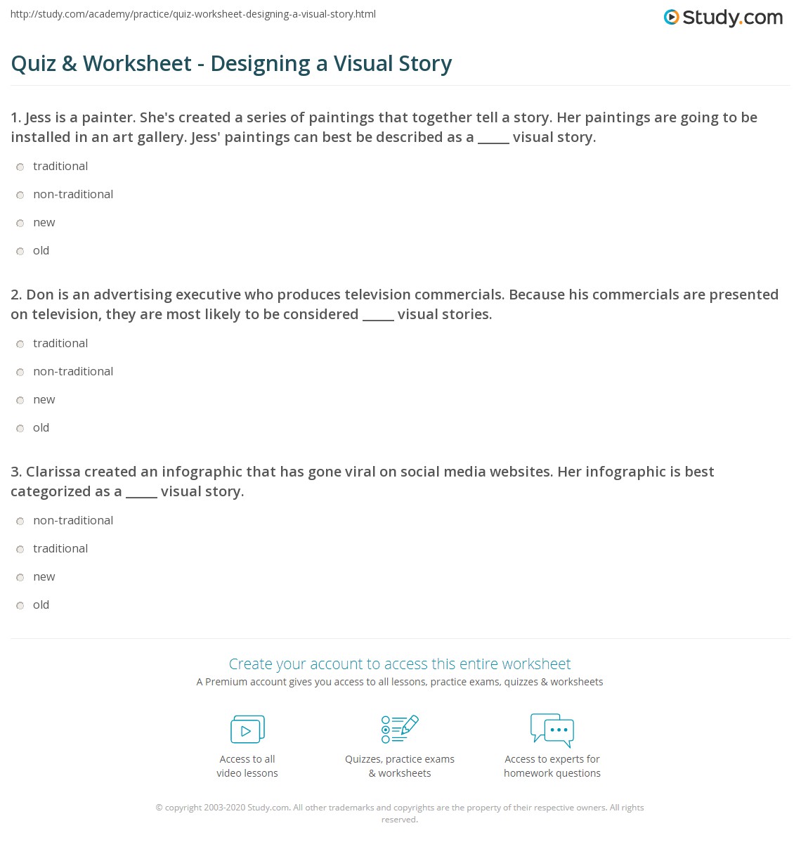 Quiz & Worksheet - Designing a Visual Story | Study.com