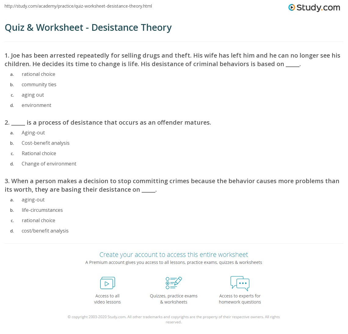 Quiz & Worksheet - Desistance Theory | Study.com