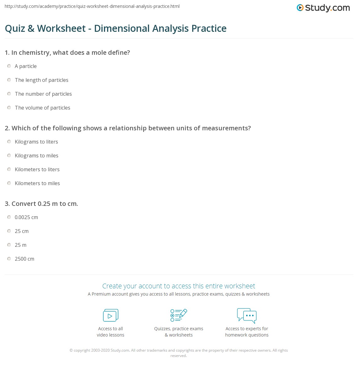 Quiz Worksheet Dimensional Analysis Practice Study Quiz Worksheet Dimensional Analysis Practice Study