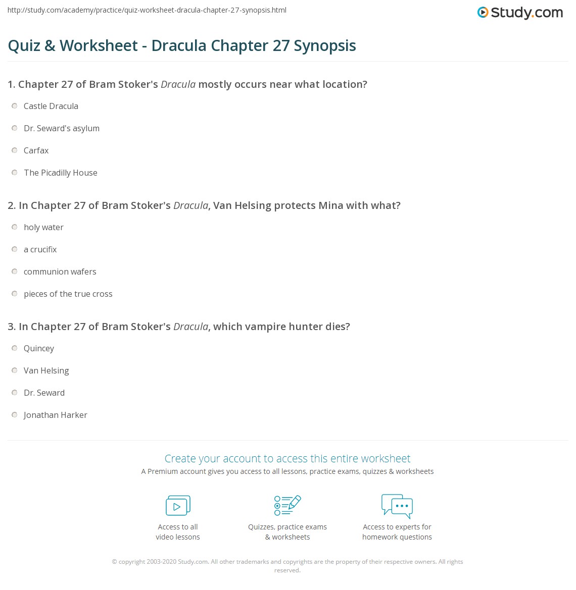 Quiz & Worksheet - Dracula Chapter 27 Synopsis | Study.com