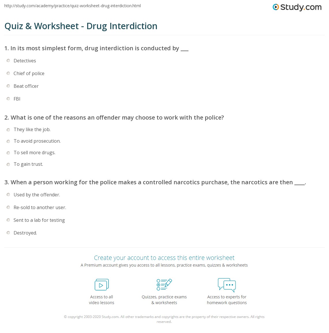 Quiz & Worksheet - Drug Interdiction | Study.com