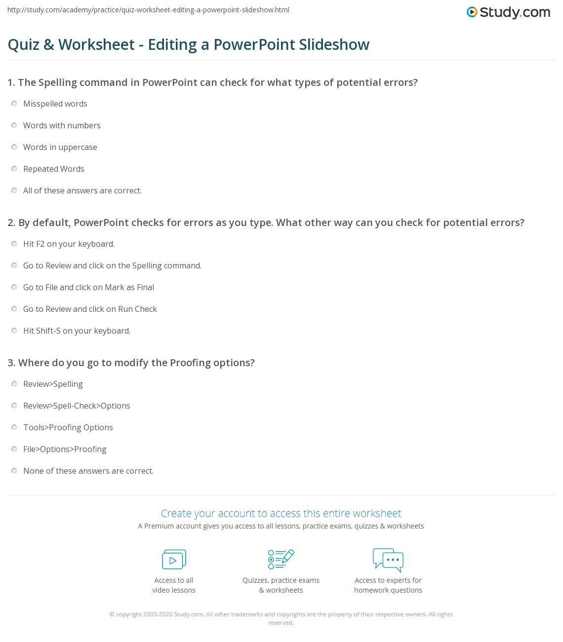 Quiz & Worksheet - Editing a PowerPoint Slideshow | Study.com