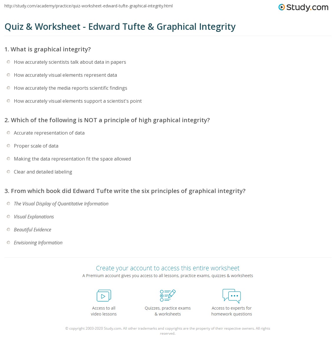 Quiz & Worksheet - Edward Tufte & Graphical Integrity | Study.com