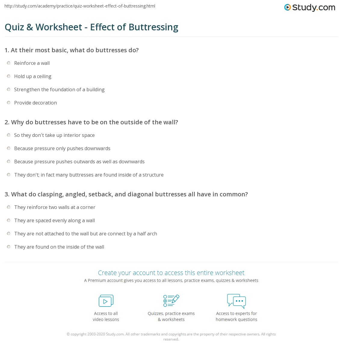 Quiz & Worksheet - Effect of Buttressing | Study.com
