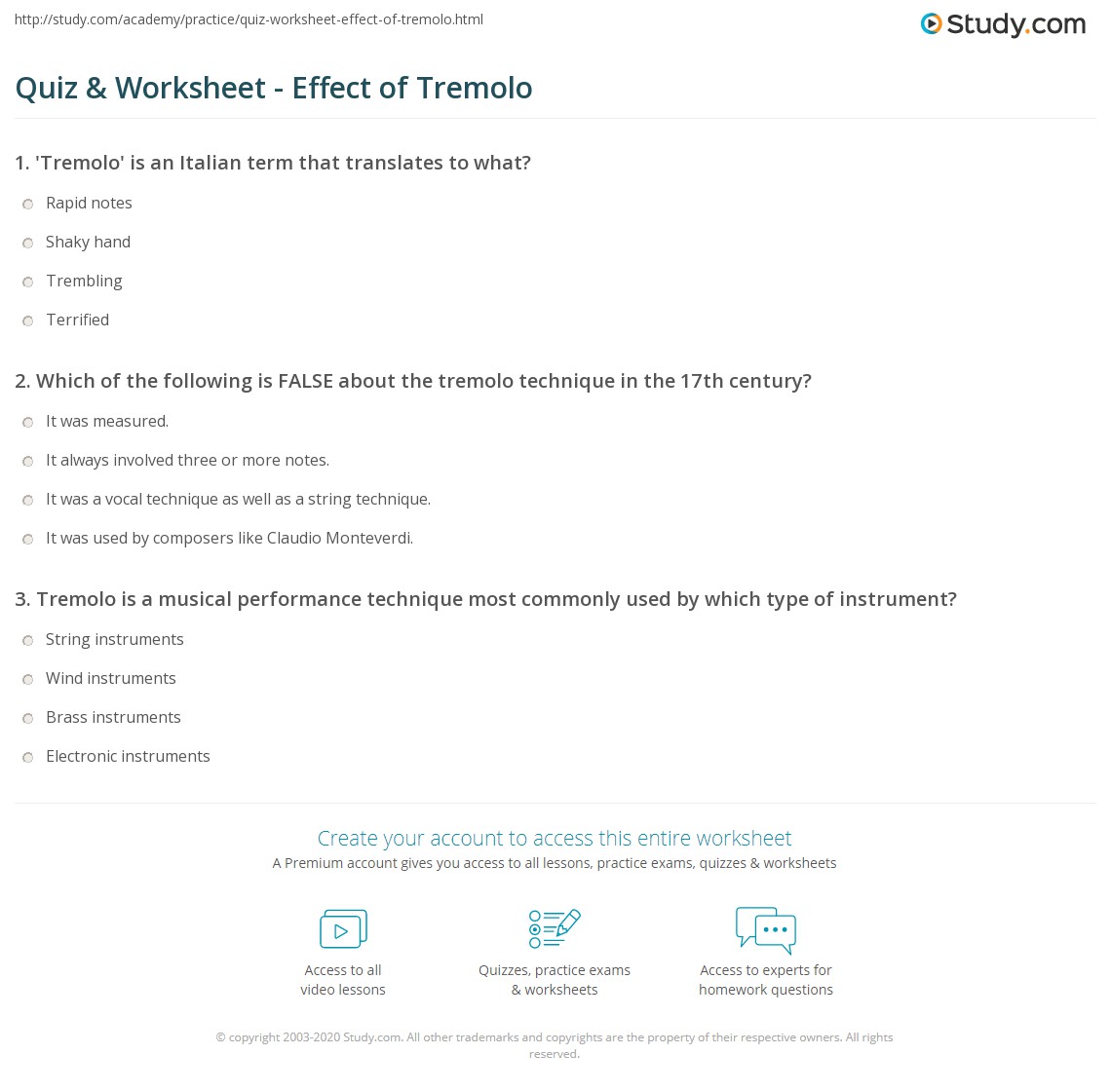 Quiz & Worksheet - Effect of Tremolo | Study.com