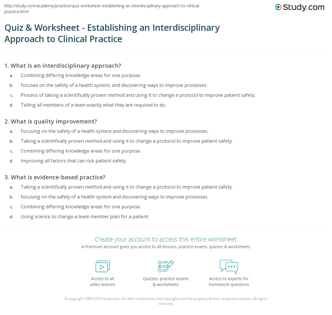 Quiz & Worksheet - Establishing an Interdisciplinary Approach to ...