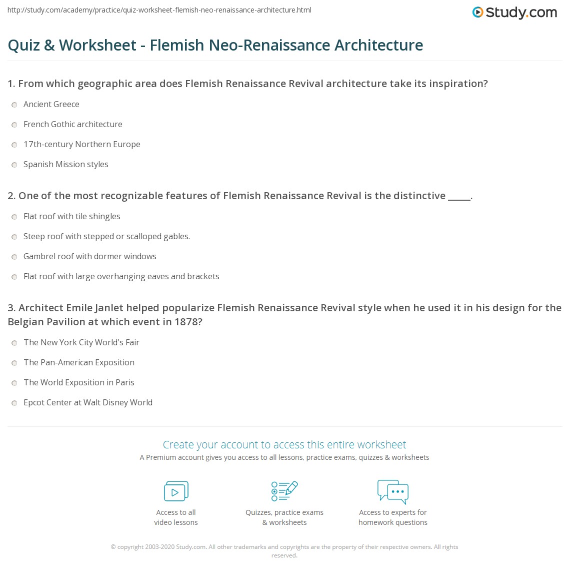 Quiz & Worksheet - Flemish Neo-Renaissance Architecture | Study.com