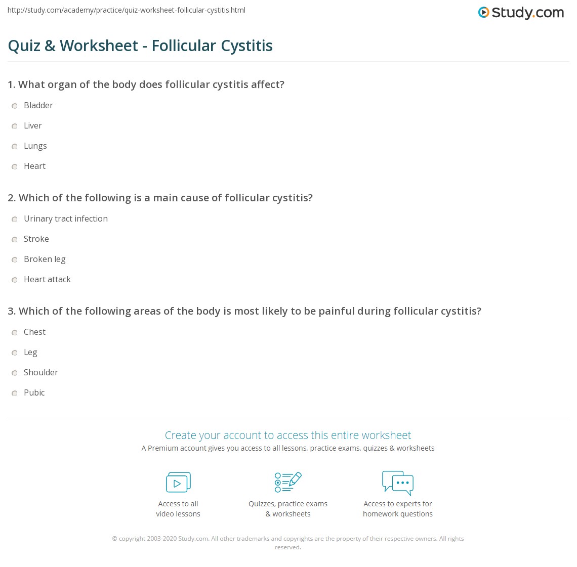 Quiz & Worksheet - Follicular Cystitis | Study.com