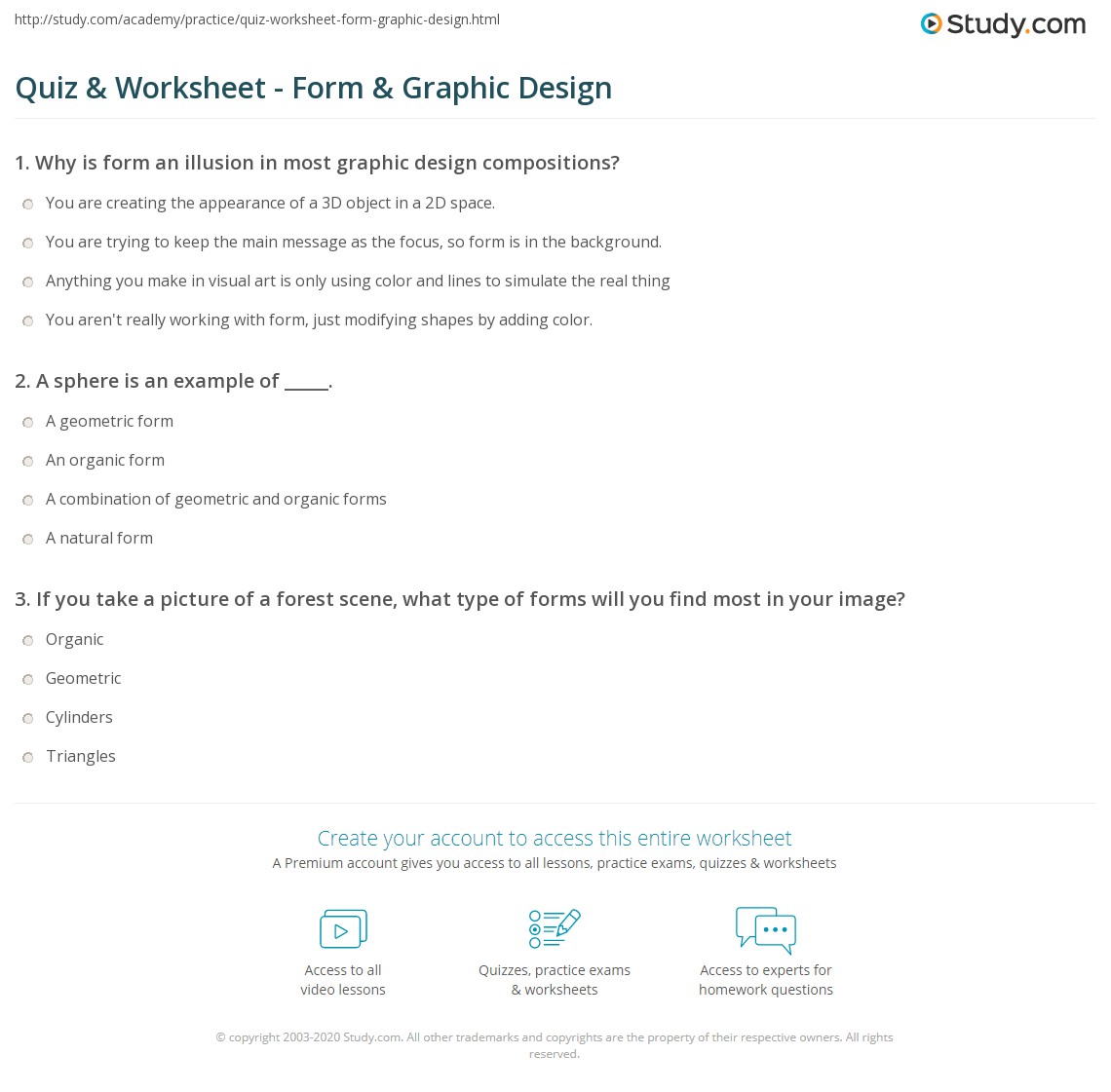 Quiz & Worksheet - Form & Graphic Design | Study.com