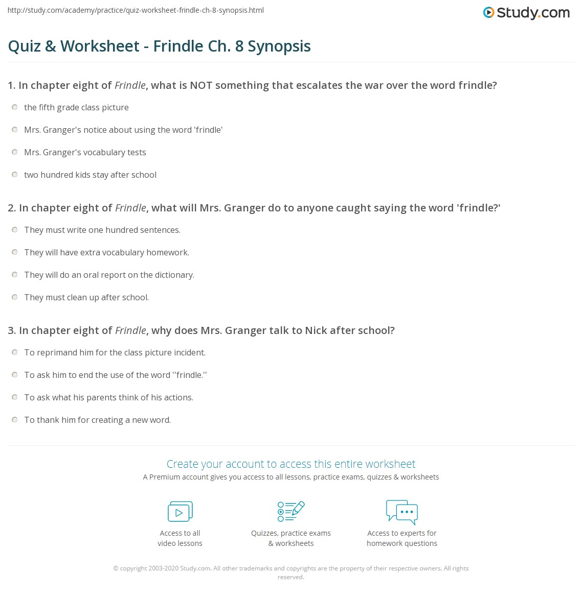 Quiz & Worksheet - Frindle Ch. 8 Synopsis | Study.com