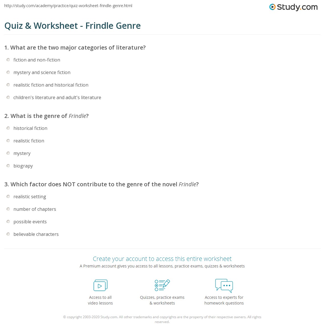 Quiz & Worksheet - Frindle Genre | Study.com