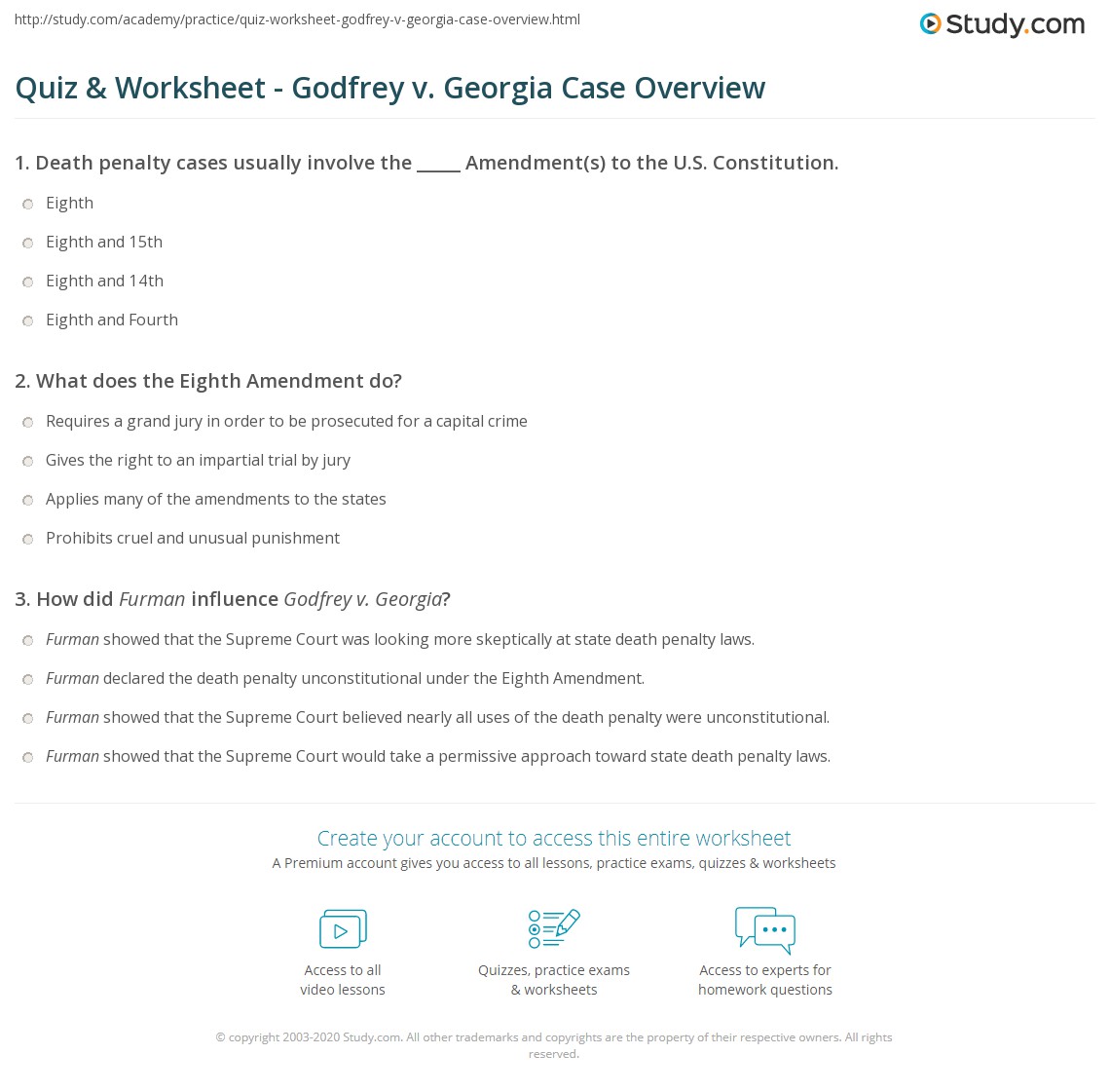 Quiz & Worksheet - Godfrey v. Georgia Case Overview | Study.com