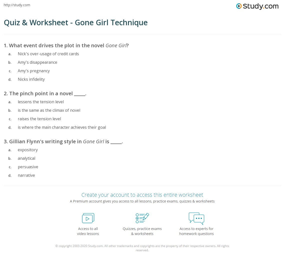 Quiz & Worksheet - Gone Girl Technique | Study.com