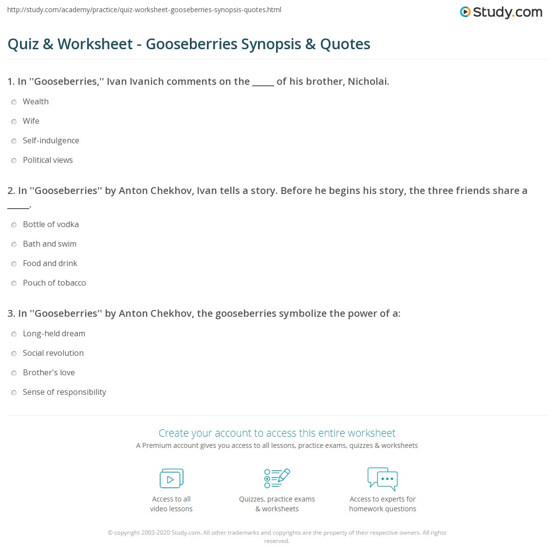 Quiz & Worksheet - Gooseberries Synopsis & Quotes | Study.com