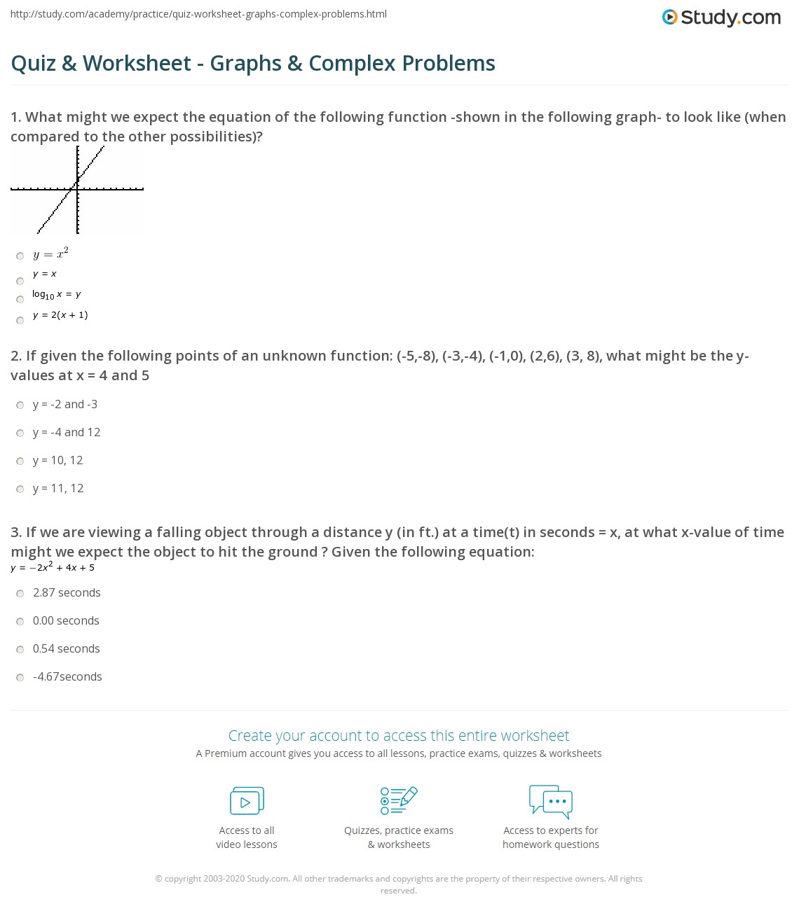Quiz & Worksheet - Graphs & Complex Problems | Study.com