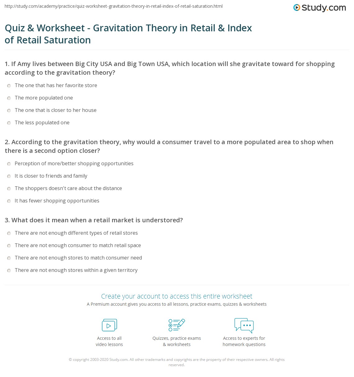 Quiz & Worksheet - Gravitation Theory in Retail & Index of Retail ...