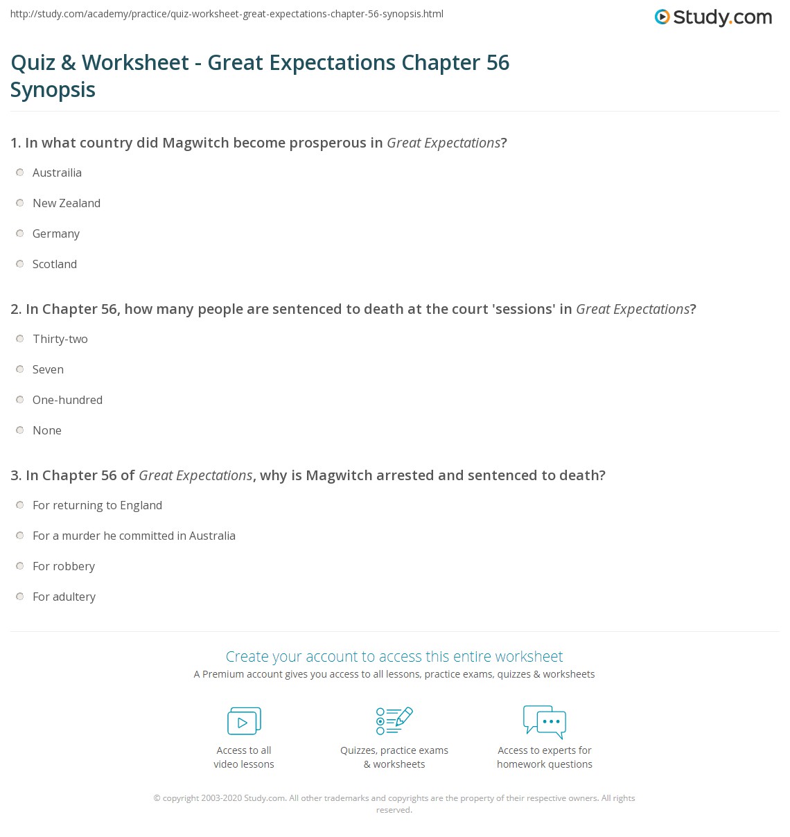 Quiz & Worksheet - Great Expectations Chapter 56 Synopsis | Study.com