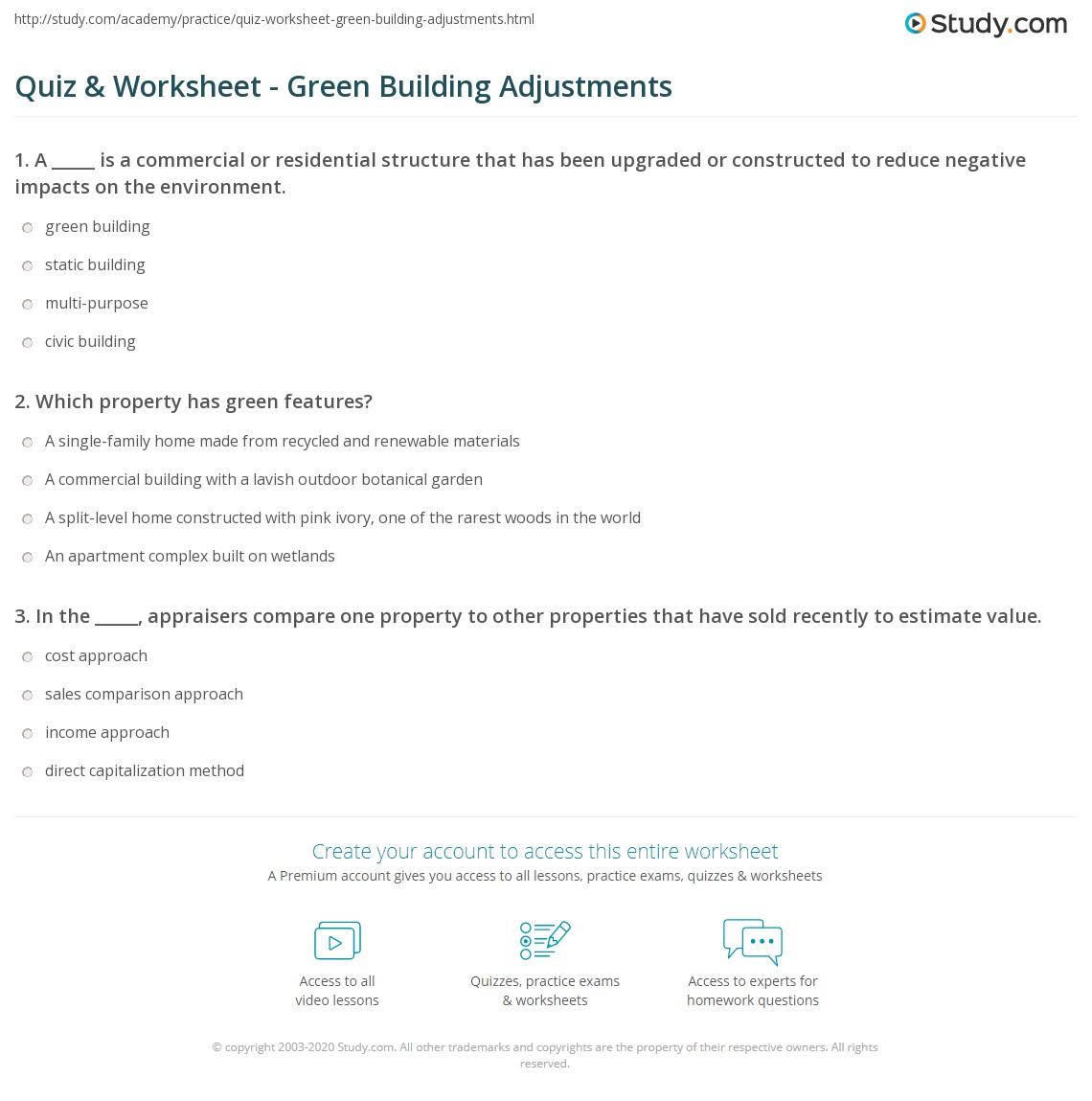Quiz & Worksheet - Green Building Adjustments | Study.com