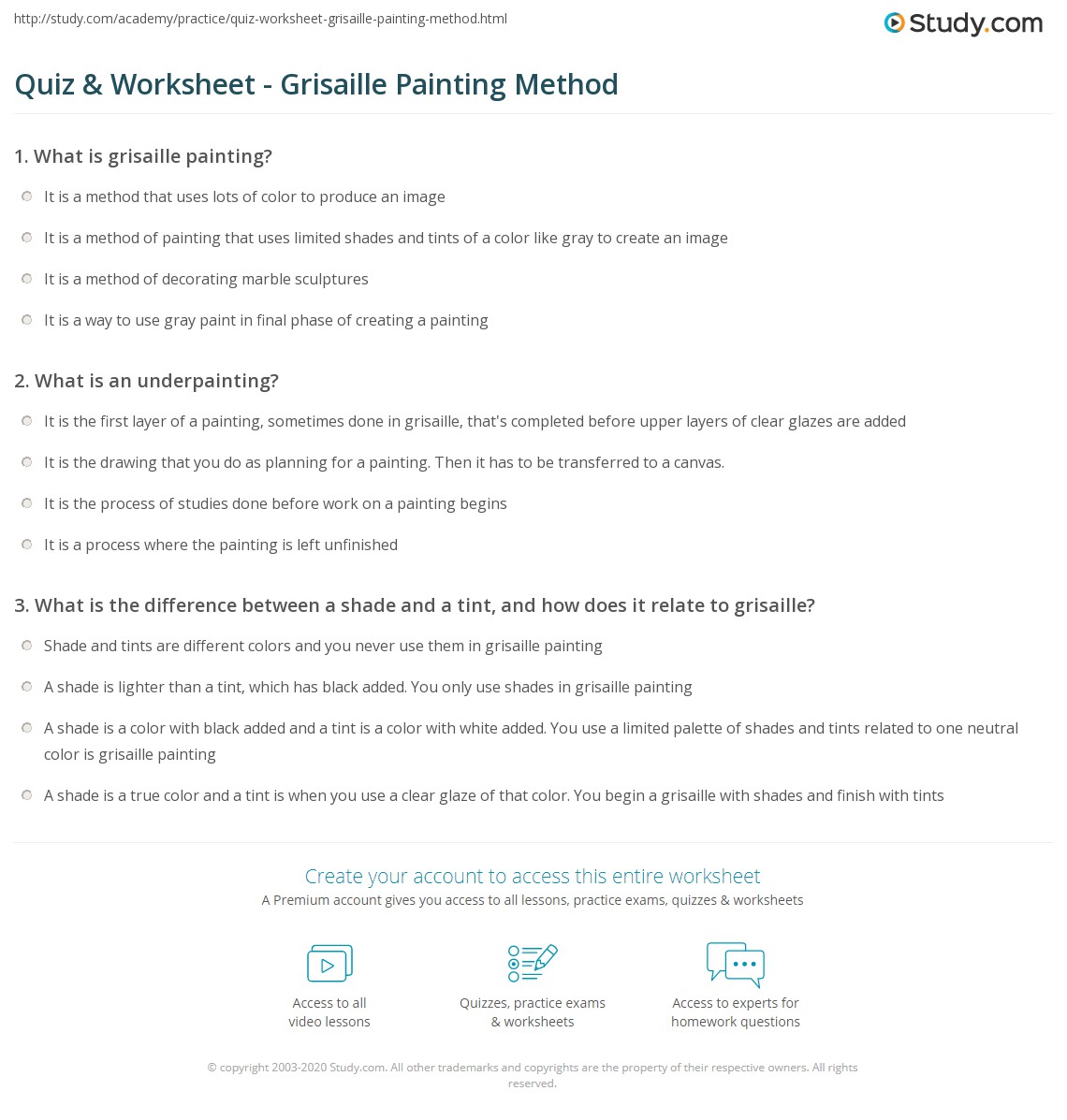 Quiz & Worksheet - Grisaille Painting Method | Study.com