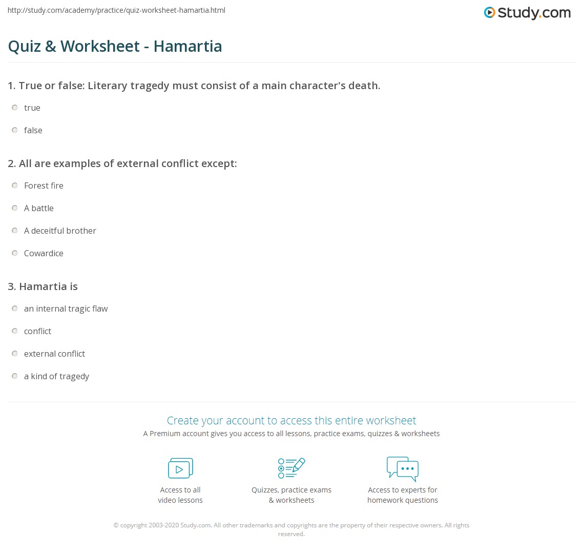 Quiz & Worksheet - Hamartia | Study.com