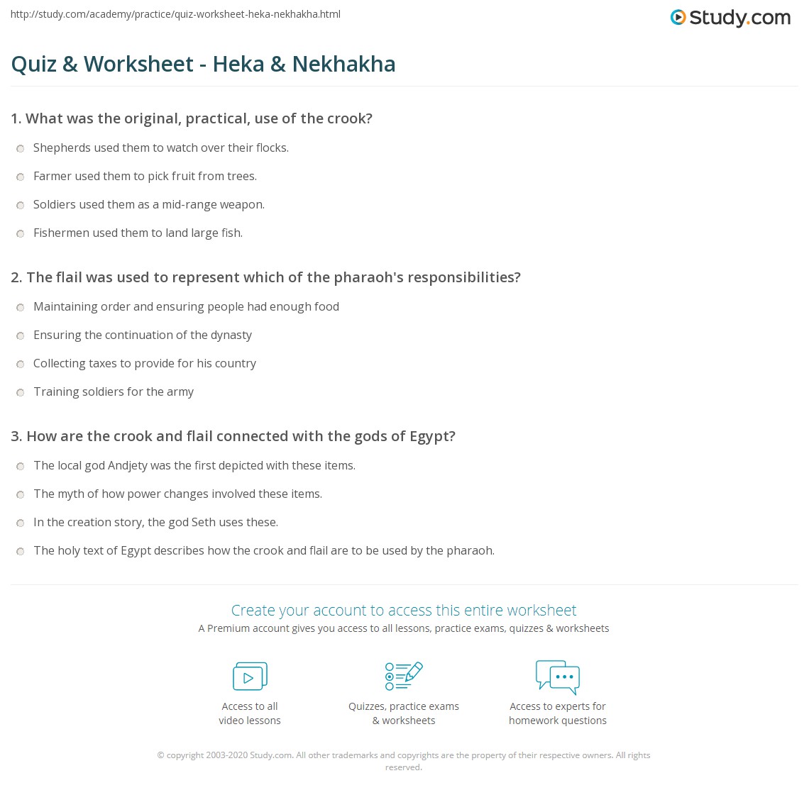 Quiz & Worksheet - Heka & Nekhakha | Study.com