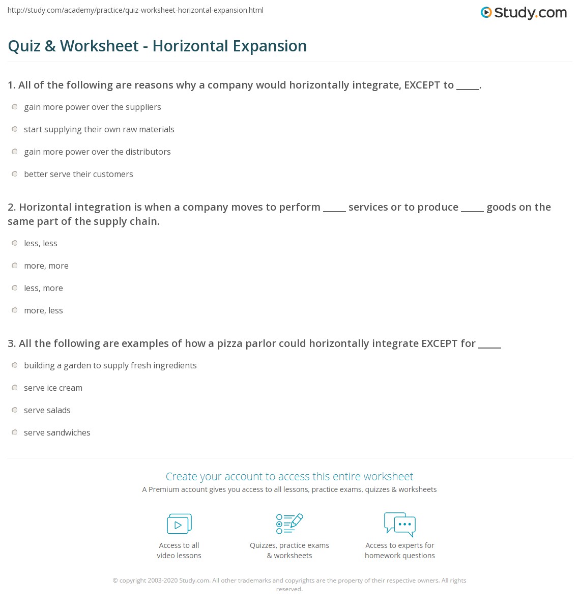 Quiz & Worksheet - Horizontal Expansion | Study.com