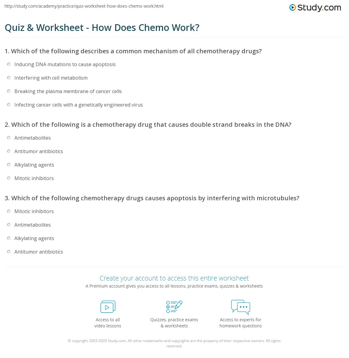 Quiz & Worksheet - How Does Chemo Work? | Study.com
