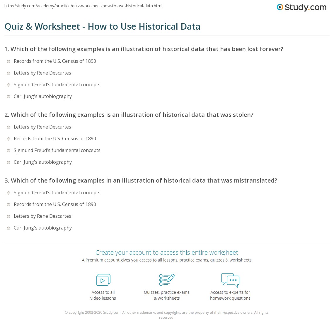 Quiz & Worksheet - How to Use Historical Data | Study.com