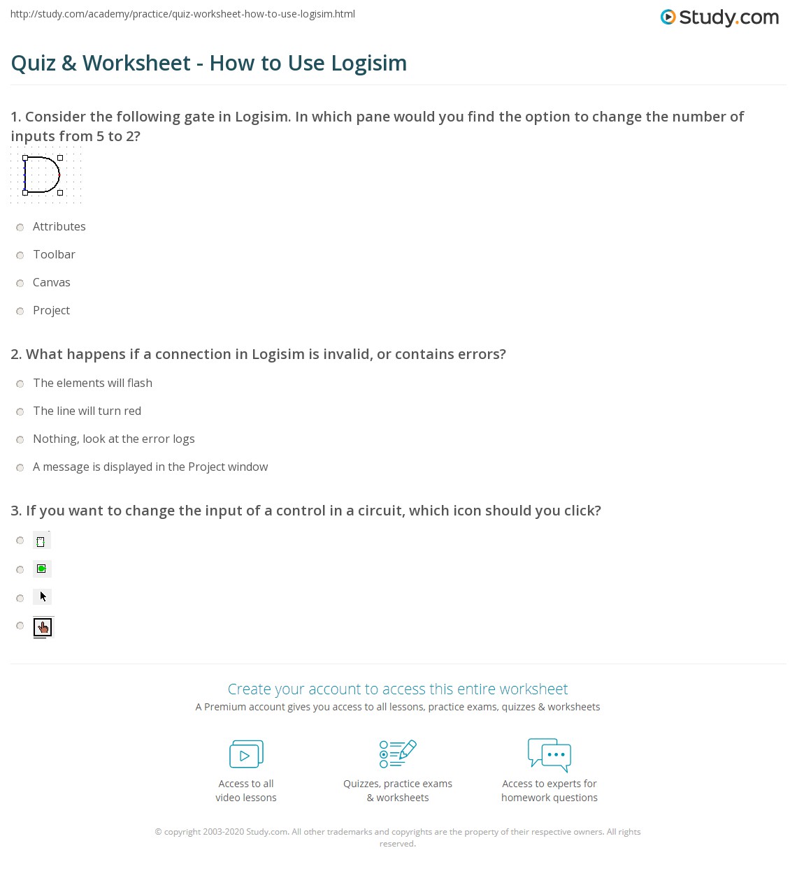 Quiz & Worksheet - How to Use Logisim | Study.com